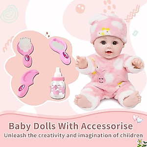 TUSALMO 12 Inch Baby Doll with Accessories Set,Soft Baby Dolls for 3+ Year Old Girls boy,Baby Toys for Birthday Gift