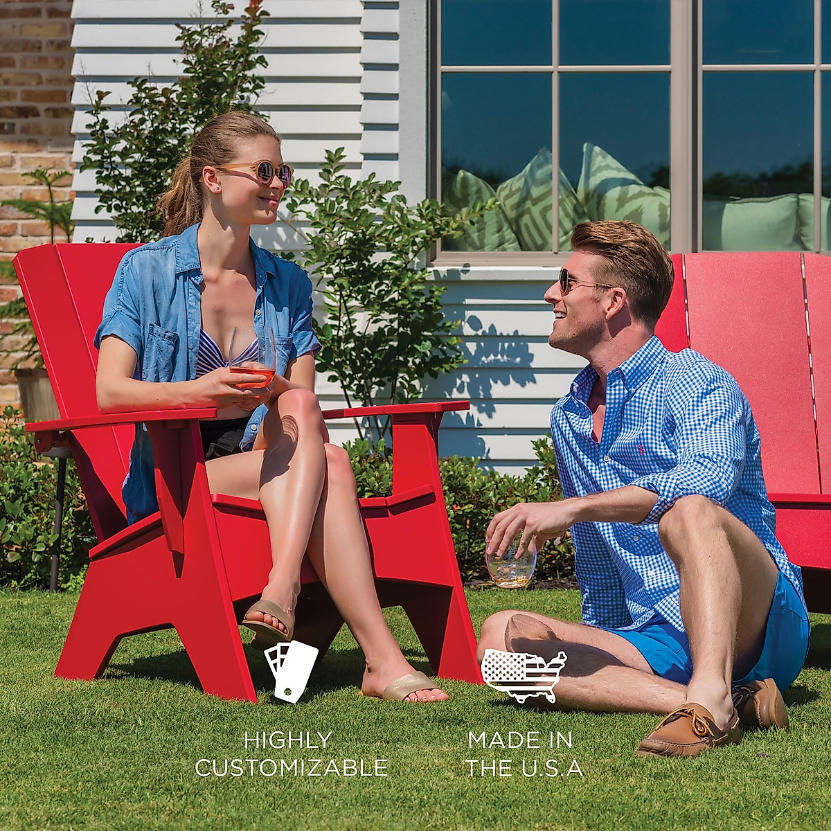 Ledge Lounger - Mainstay Ultimate Adirondack - Resin Adirondack Patio Chairs - UV Stable & Weather Resistant - All Weather Outdoor Furniture - for Use on Sundeck, Patio, & Waterfront - White