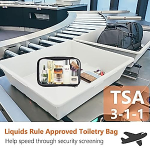 DARIN Clear Toiletry Bag 3Pack TPU Makeup Cosmetic Bag TSA Approved Toiletry Bag, Waterproof Travel Liquid Bag for Air Flight, Clear Travel Carry On Pouch for Women and Men -(Clear, 1L+1M+1S)