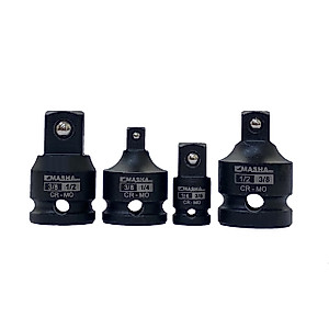 Masha Tools-Impact Socket Adapter and Reducer Set / 4 Piece Set / 1/4” – 3/8” – 1/2” Impact Driver Conversions/Chrome Molybdenum Steel (CF-AD1238)