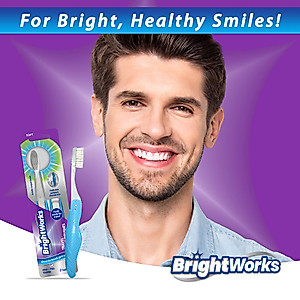 BrightWorks Folding Travel Toothbrush (12 Total, 6 Sets of 2) with Built-in Cover. Portable with Soft Bristles and Tongue Cleaner. for Camping, Hiking, Travel, Work, Gym, Purse, Backpack.