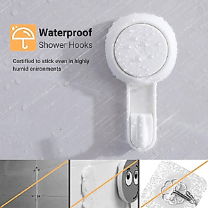 Marchpower Shower Suction Cup Hooks- 4 Pack Reusable Heavy Duty Vacuum Suction Hooks, Waterproof Bathroom Wall Bathtub Loofah Hooks, Strong Window Glass Wreath Hanger, Removable Kitchen Towel Holder