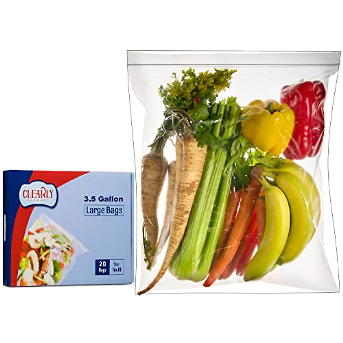 [ 20 Count ] Regular Roaster Storage Bag 16" x 18", 3.5 Gallon Large & Strong Clear - Zipper Top - Bags