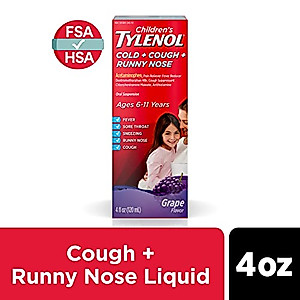 Tylenol Children's Cold + Cough + Runny Nose Oral Suspension, Grape, 4 Fl. Oz