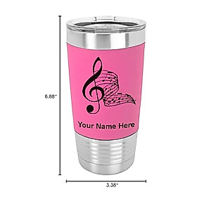 LaserGram 20oz Vacuum Insulated Tumbler Mug, Musical Notes, Personalized Engraving Included (Silicone Grip, Pink)