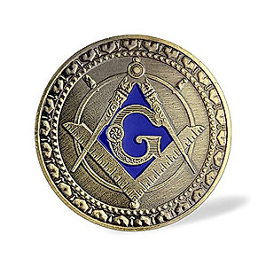 Masonic Challenge Coin Square & Compass Freemasonry Angel Master Mason Blue Lodge Gift