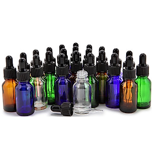 Vivaplex, 24, Assorted Colors, 15 ml (1/2 oz) Glass Bottles, with Glass Eye Droppers