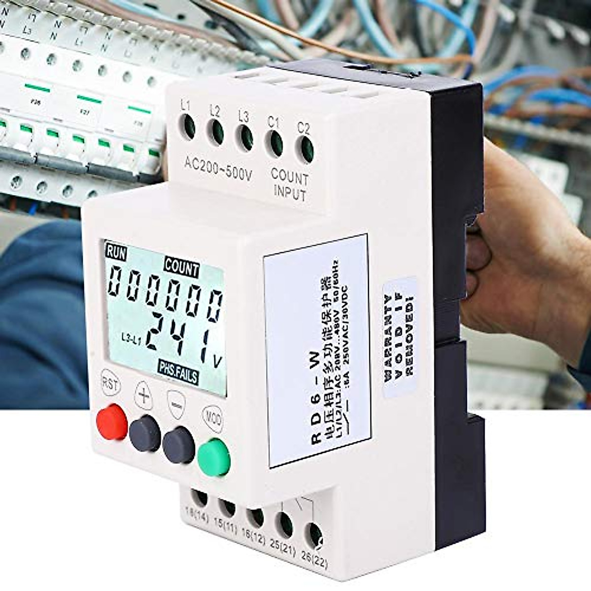 YWBL-WH RD6-W LCD Display Under Over Voltage Phase Sequence Protector 3 Phase Voltage Monitor Relay 208-480VAC