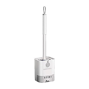 SAAKO Toilet Bowl Brush Round Brush Head Toilet Brush with Ventilation Holder and Long Ergonomic Handle Toilet Cleaner Brush