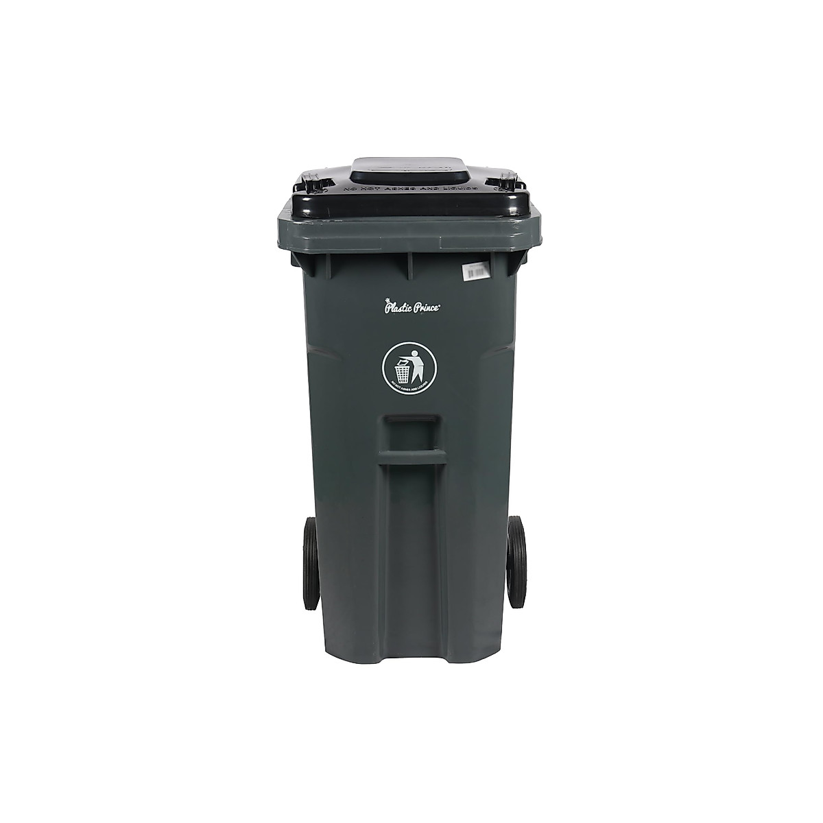 PLASTIC PRINCE 65 Gallon Rollout Trash Can with Lid, Commercial Heavy-Duty Container with Wheels, Gray