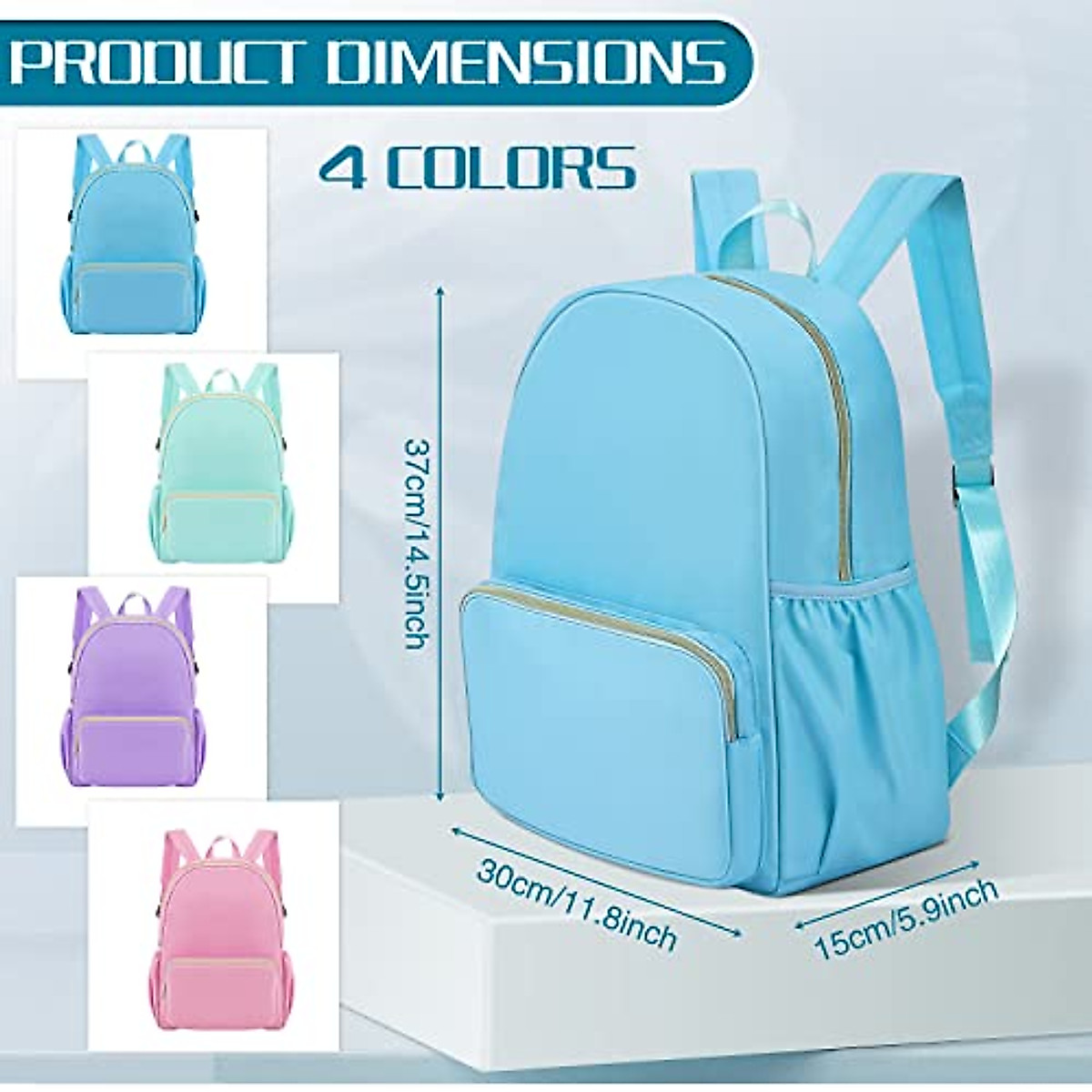 Cunno 4 Pieces Nylon Backpack for School Preppy Bookbags Bulk Girls Boys DIY School Bags Travel Toddler Backpack Waterproof Travel Bag Pack for Teenage Girls Students Back to School