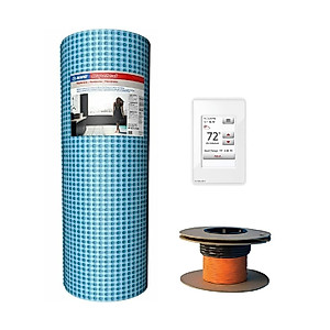 TRM Radiant Floor Heating Kit 94 Square Feet 120 Volt Includes - Mapei Uncoupling Membrane, OJ Microline Programmable WiFi Thermostat with Heat Cable