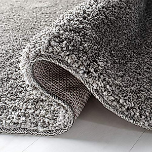 SAFAVIEH Santa Monica Shag Collection 6'7" x 9'6" Silver SGN725 Solid Non-Shedding Living Room Bedroom Dining Room Entryway Plush 2-inch Thick Area Rug