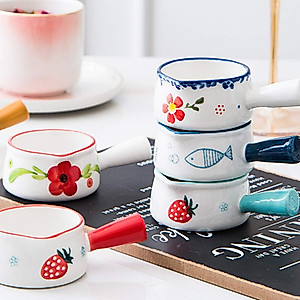 Cabilock Mini Creamer Jugs Ceramic Milk Pan Kitchen Cooking Pan Pot Stewpan Baby Food Saucepan Open Saucepan Enamel Spouted Milk Pot Milk Pan Saucepan Warmer Dipping Dishes Bowl