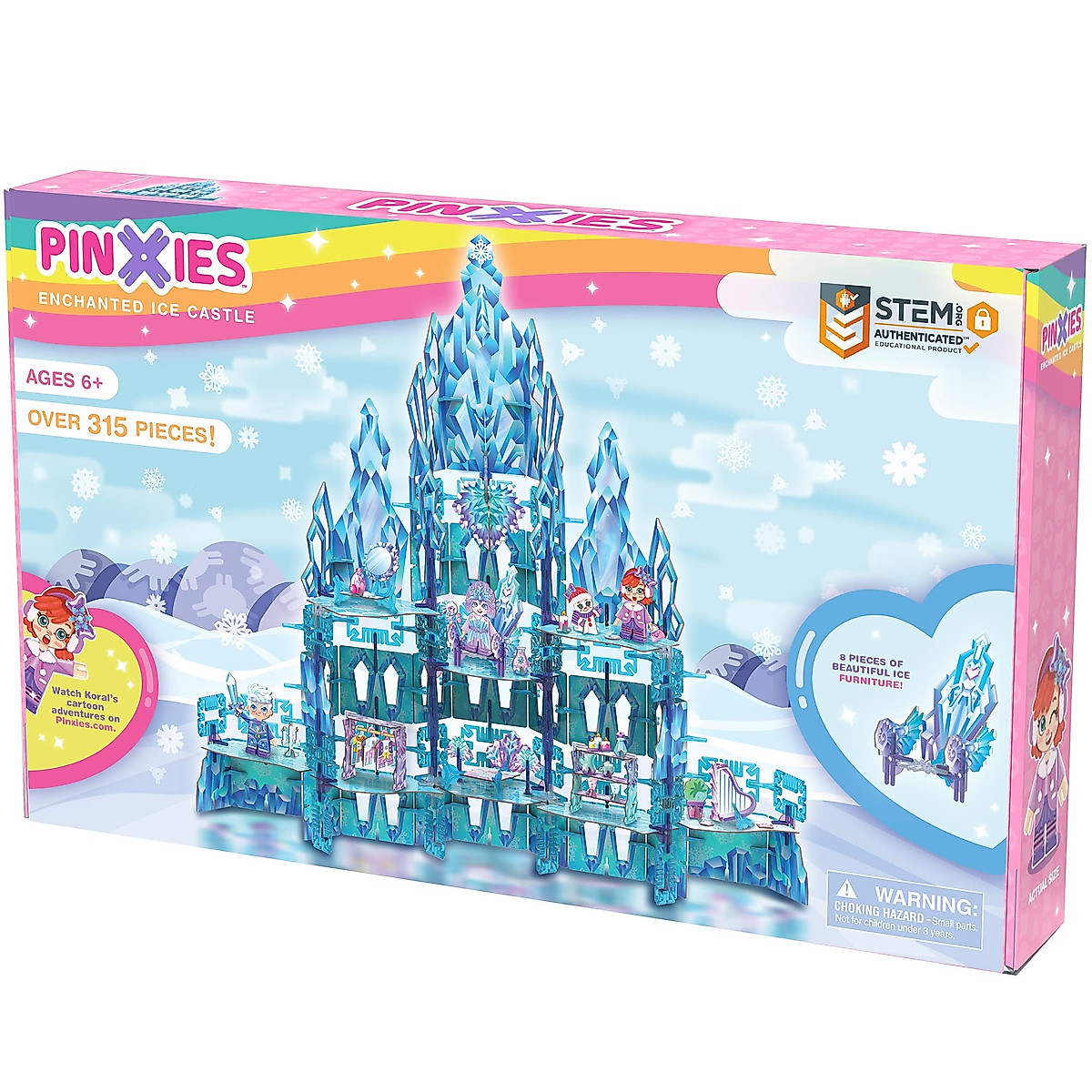 PINXIES Enchanted Ice Castle | Build-Your-Own Magical Kingdom Play Set, Kids 3D Puzzle Toy - STEM Girl Toys Ages 6-7 and Up