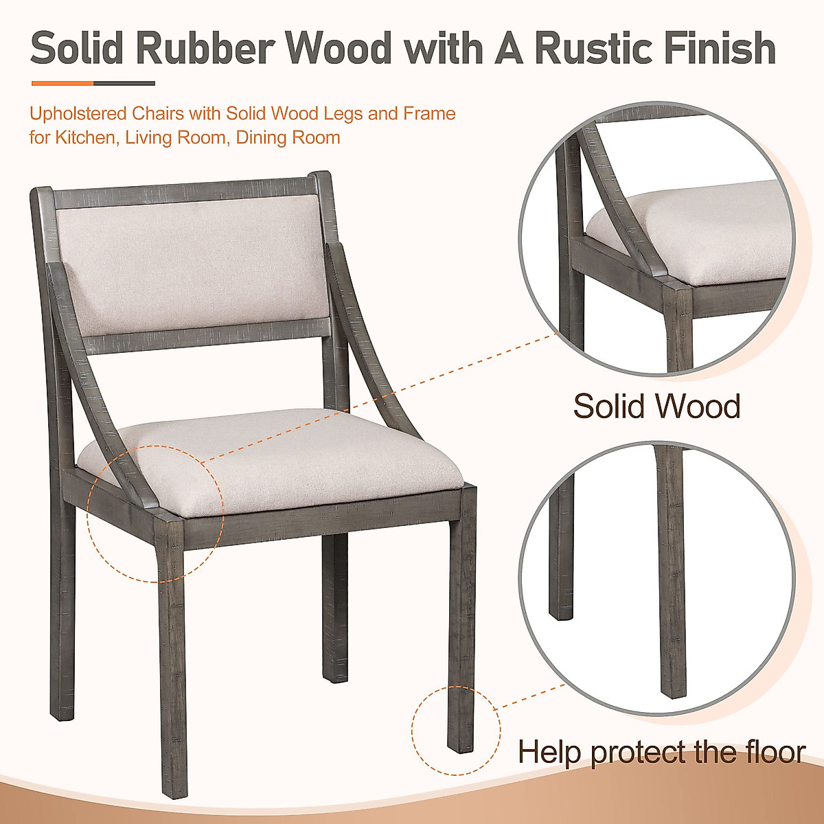 Merax (Natural Wood Wash 2-Piece Wooden Farmhouse Durable Legs for Kitchen Dining Room, Set of 4, Table Set-2 Chairs