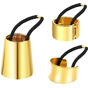Yaomiao 3 Pieces Metal Circle Hair Cuff Elastic Hair Band Ties Ponytail Holder Rope Accessory for Women Girls, 3 Styles(Gold)