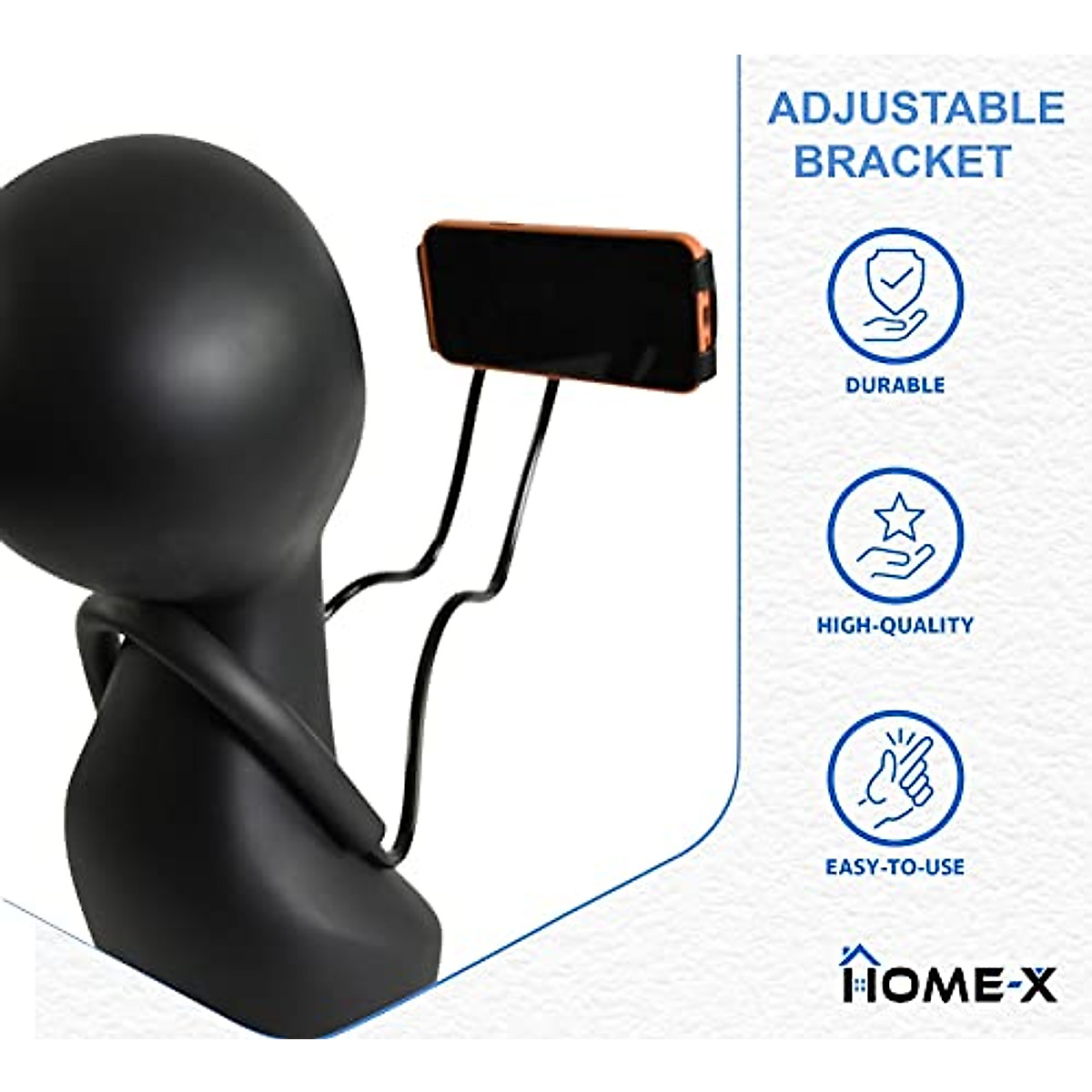 Home-X Around Neck Hands-Free Universal Cellphone Holder, Portable Smartphone Stand for Neck, Great for Streaming, Selfies, Reading – Fits Devices 4.7” to 7.6”