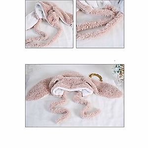 Jilneed Cute Bunny Hat Women Plush Rabbit Ear Funny Lolita Sweet Kawaii Winter Fluffy Fleece Warm Hat Cap Cosplay Accessory (pink)