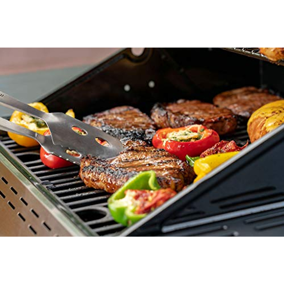 Megamaster 720-0864MA 2 Burner Propane Barbecue Gas Grill, for Camping, Outdoor Cooking, Patio, Garden Barbecue Grill, 28000 BTUs, with Foldable Side Table, Silver and Black