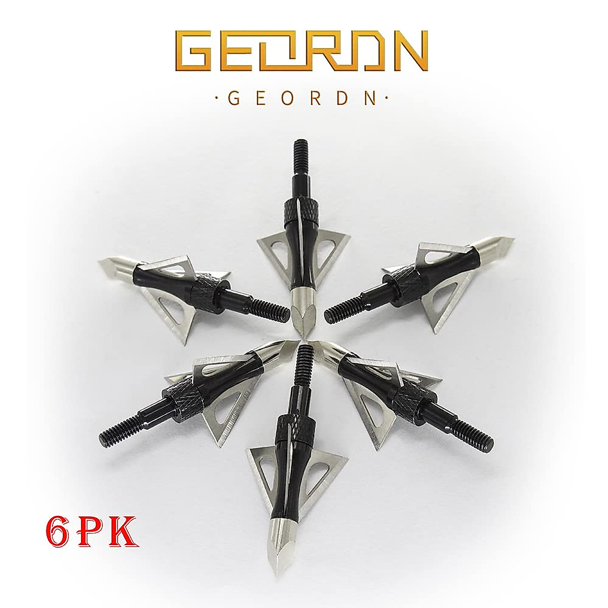 100 Grains Archery Hunting Broadheads 1-1/8" Cutting 3-Fixed-Blades Bow-Hunting Arrow Tip 6 PK (Black 6 pk)