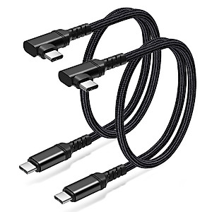 Besgoods Short USB C to USB C Cable 1.5ft, Right Angle 20Gbps Data Transfer 100W Fast Charging 4K Video Output USB 3.2 Gen2X2 Type C Cord Compatible for MacBook Thunderbolt 3 SSD iPhone 15-2Pack,Black