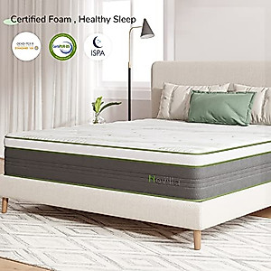 Novilla Queen Mattress,12 Inch Gel Memory Foam Hybrid Mattress in a Box with Individual Pocket Springs, Motion Isolation & Pressure Relief, Medium Firm Queen Size Bed Mattresses, vigour