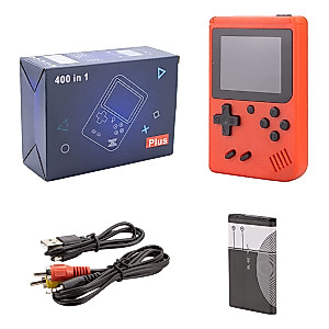 Handheld Games Retro Mini Video Games，Handheld Game Console with 400 Classical FC Games 2.8" Color Screen，Birthday for Boys Girls and Adults (Gameconsole-Red)