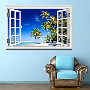 Wall Art 3D Window View Waterfall Abstract Canvas Wall Pictures Framed Scandinavian Wall Art Frames Gallery 50x40cm/20x16in With Frame