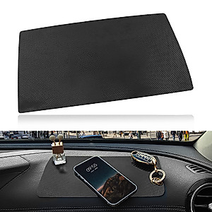 Car Dashboard Anti-Slip Rubber Pad, Two-Sided Super Sticky Dashboard Anti Slip, 10.6 x 5.9 Universal Non-Slip Car Dashboard Sticky Adhesive Mat for Cell Phones, Sunglasses, Keys More (Square /Black)