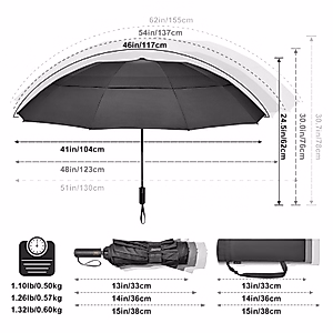G4Free 42/46/54/62 Inch Large Golf Umbrella Compact Reverse Travel Umbrella 10 Ribs Windproof for Rain Double Canopy Automatic Open Close