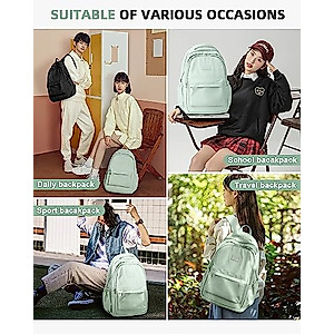 BOXSAM Lightweight School Backpack for Women Men, Laptop Travel Casual Daypack College Secondary School Bags Bookbag for Teenage Girls Boys, Green