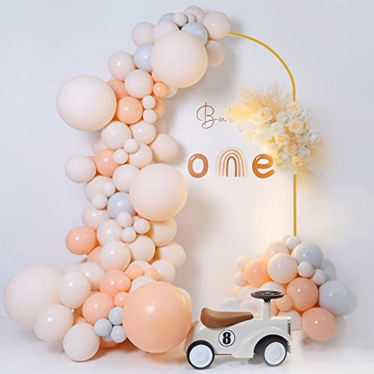 Gold Arch Backdrop Stand and White Weding Arch Cover Bundle 6FT