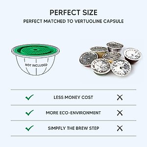 Refillable Vertuo Coffee Capsules DISCS Reusable filters Refillable Coffee PodS for VERTUOLINE & VERTUO capsules, compatible with VERTUOLINE & VERTUO pods