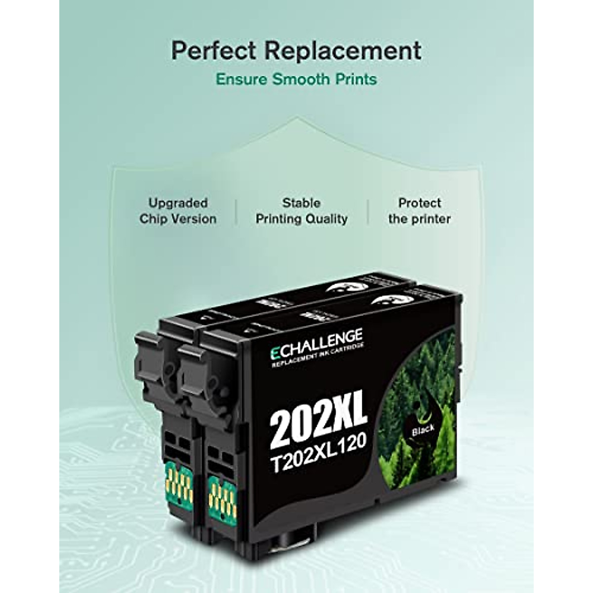 202XL 202 Ink cartridges Black-2 Pack Remanufactured Ink Cartridge Replacement for Epson 202 XL 202XL T202XL for Expression Home XP-5100 Workforce WF-2860 Printer
