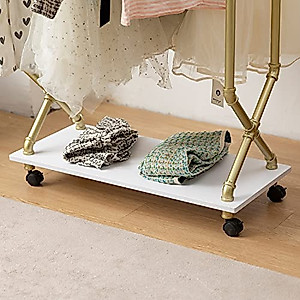 ZYUXUAN Kid Armoire Dress up Rack, Industrial Child Garment Rack, Kids Clothing Rack with Storage Shelf for Small Space, Kid Pipe Clothes Rolling Wardrobe, Costume Organizer Center