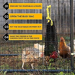 Texas Haynet - Chicken Feeder Busy Bag - American Made Nylon Hanging Feeder Bag - Great for Fresh Treats - Easily Holds with 1" Holes