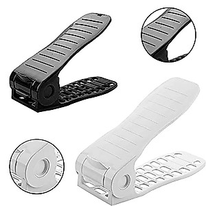 KINOFU 12X Adjustable Shoe Slots Stacker Organizer Racks Space Saver Shoes Holder Rack (Color : White, Size : 25 * 18 * 10Cm) (White 25 * 18 * 10Cm) Household