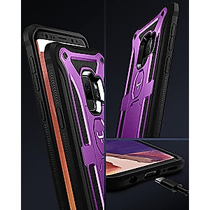 YOUMAKER Designed for Galaxy S9 Case (NOT Plus), Slim Fit Heavy Duty Rugged Protective Case with Kickstand for Samsung Galaxy S9 5.8 inch - Purple