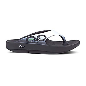 OOFOS Unisex Ooriginal Sport Thong Flip Flop,Black/Cloud White,7 B(M) US Women/5 D(M) US Men