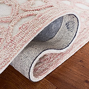 Safavieh Trace Collection 3' x 5' Ivory/Pink TRC103U Handmade French Country Scroll Wool Entryway Living Room Foyer Bedroom Accent Rug