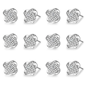 DHQH Bridesmaids Gift Set of 6 or 4 Stud Earrings Rose Gold Knot Bridesmaid Earring for Women I Couldn’t Tie a Knot Without You Wedding Proposal hypoallergenic Jewelry