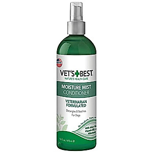 Vet's Best Moisture Mist Dog Dry Skin Conditioner| Dog Conditioner and Detangler Spray | Relieves Itchy Skin, Refreshes & Soothes | 16 oz