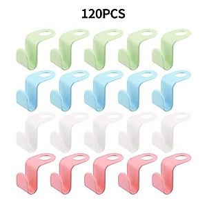 120pcs 4 Color Hanger Hook, Clothes Hanger Connector Hooks, Cascading Hangers, Space Saving for Velvet Closet,Organizer Savers Saver