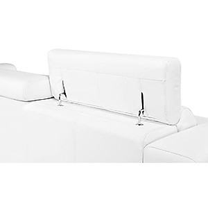 Zuri Furniture Rousso Leather Sectional with Ratcheting Headrests and Right Chaise in White