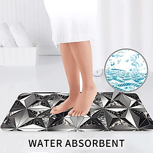 Dwrepo 3 Piece Bathroom Rug Flannel Absorbent Non-Slip Bath Mat Diamond Pattern Print Washable Floor Mat Ultra Soft U-Shaped Contour Mat for Toilet Lid Cover Bathroom Bedroom Tub 31.5 X 20 in