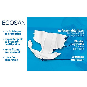 Egosan Ultra Incontinence Disposable Adult Diaper Brief Maximum Absorbency and Adjustable Tabs for Men and Women (Large, 15-Count)