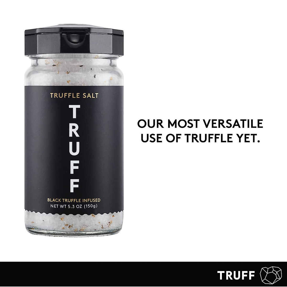 TRUFF Black Truffle Salt, Fine and Coarse Sea Salt, Dried Black Summer Truffles, Specialty Seasoning for A Truly Aromatic Flavor Experience, For the Finest Steaks or Unique Everyday Popcorn (5.3 oz)