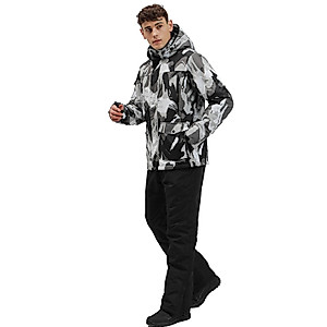 YEEFINE Men's Ski Suit Waterproof Snow Suits Two Piece Snowboard Jacket and Pants Set Outdoor Windproof Winter Warm Snowsuits(Black+Black,XS)