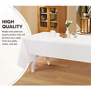 Utopia Kitchen Plastic Table Cloth Disposable (12 Pack - 54x108 Inch) White Rectangle Tablecloth Waterproof Stain Resistant Party Table Cover